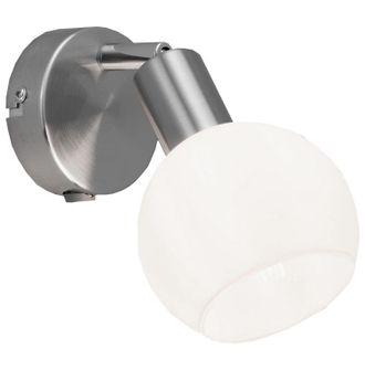 Casa Nova casa NOVA Wandleuchte LINA - 1-flammig - Silbergrau - Wei&szlig; - Glas - Metall - Verstellbarer Lampenschirm - Wandlampe Treppenbeleuchtung