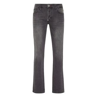Philipp Plein Homme, Jeans, Gris, Taille: W30 Pantalon en Denim Basique Coupe Droite Supreme Iconic Plein