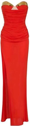 Elisabetta Franchi Femme, Robes, Rouge, Taille: 42 FR Draped Metal-Cups Maxi Dress