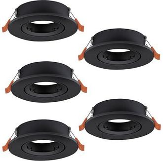 Eglo 5er Set Einbaustrahler Barranco, Spot Deckenleuchte schwenkbar, runder Einbauspot ohne Leuchtmittel, Deckenstrahler aus schwarzem Kunststoff, GU10 Fas