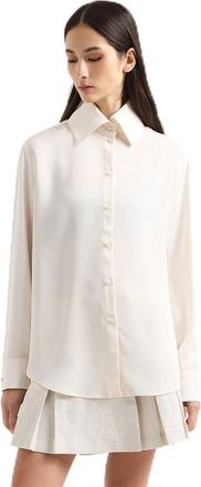 A|X Armani Exchange Womens Arte Sella, Metal Logo Plate, Satin Effect,Regular Fit,White,XS