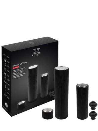 Peugeot Geschenkset Korkenzieher Line Reverse + Vakuumpumpe Preserve - Elektrisch, 100% automatisch - Lange Akkulaufzeit - Schnelle Aufladung - Geschenkidee f