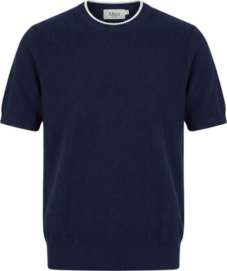 Altea Homme, Pulls, Bleu, Taille: XL Maglia Micropunto Diagonale