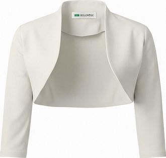 Bolerose Ma&szlig;geschneiderte 3/4 H&uuml;lse Bolero (Elfenbein, XXL)