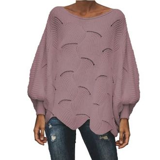 Generic Pull pour femme &agrave; col rond - Design sp&eacute;cial - Couleur unie - Pull tricot&eacute; tendance et confortable &agrave; manches longues - Coupe ample - L&eacute;ger - Tendance -