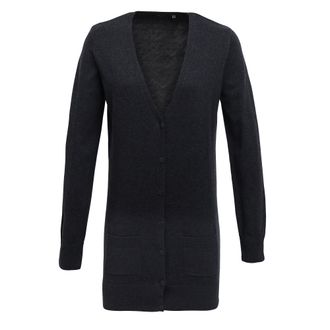 Premier Womens/Ladies Longline V-Ausschnitt Strickjacke (Charcoal)
