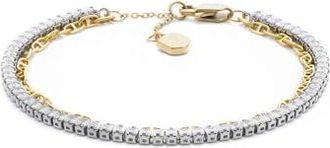 Fossil Bracelet double chaîne en laiton avec fermoir mousqueton pour femme