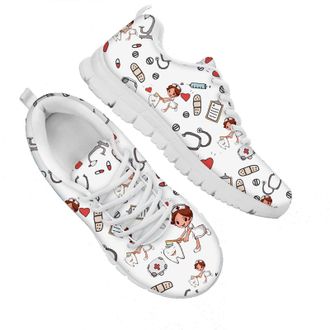 Showudesigns Damen Wei&szlig;E Schuhe Nurse Schn&uuml;Rer Sportschuhe Turnschuhe Krankenschwester Frauen Outdoor-Fitnessschuhe Stra&szlig;enlaufschuhe f&uuml;r Walking Training Yoga Spo