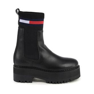 Tommy Hilfiger Femme, Chaussures, Noir, Taille: 37 EU Bottines &agrave; Plateforme en Cuir Noir
