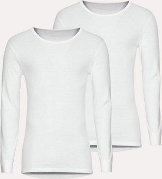 Walbusch Langarmshirt Herren Thermo-Langarmshirt 2er-Pack angeraut Baumwolle W&auml;rmend, schlauchgestrickt ohne Seitenn&auml;hte, b&uuml;gelfrei, pflegeleicht