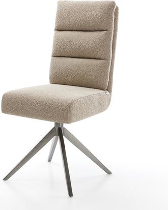 DELIFE Drehstuhl Pela-Flex Boucl&eacute; Schlamm Kreuzgestell breit Graphit 360&deg; drehbar Wippfunktion Taschenfederkern, Esszimmerst&uuml;hle