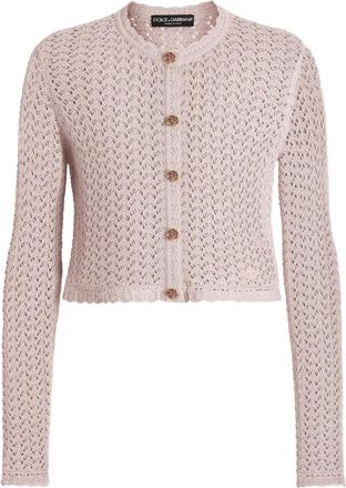 Dolce & Gabbana cardigan long crop en crochet - Rose