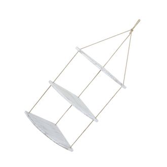 BESPORTBLE NUOBESTY Wandeckregal mit 3 Schichten F&auml;cherf&ouml;rmiges Eck Blumentopfregal Nordischer Stil Abnehmbar mit Verst&auml;rktem Hanfseil und Spurlosem Nagelhaken W