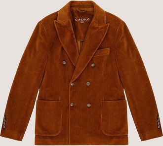 Circolo 1901 Corduroy double-breasted jacket, Dark Navy Corduroy, 46, Man