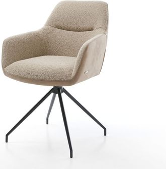 DELIFE Drehstuhl Pejo-Flex Materialmix Schlamm Kreuzgestell konisch Schwarz 180&deg; drehbar Taschenfederkern, Esszimmerst&uuml;hle