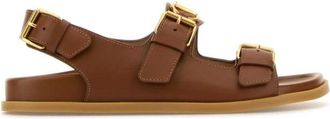Valentino Garavani Femme, Chaussures, Brun, Taille: 38 1/2 EU Sandales en cuir Biscuit