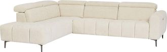 Vente-Unique Ecksofa Links elektrisch Relax - Textilstoff Beige - CALDORIA