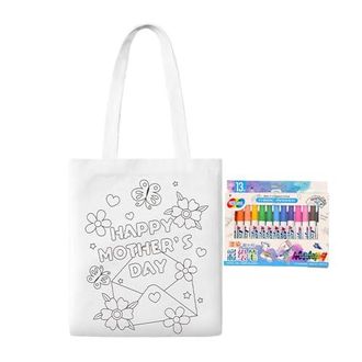 Generico Bkljkf Sacs de transport non imprim&eacute;s, sacs de transport en toile peintes | Cadeau pour la f&ecirc;te des m&egrave;res Activit&eacute;s de bricolage avec crayons de peint
