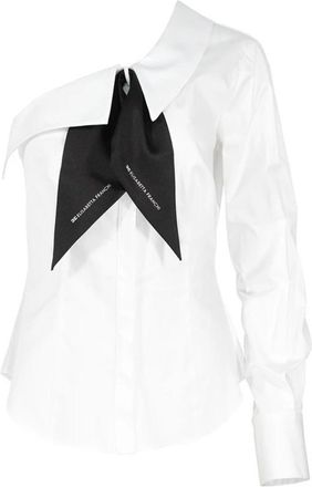 Elisabetta Franchi Femme, Blouses et Chemises, Blanc, Taille: 42 FR Chemise Slim Fit avec &Eacute;charpe
