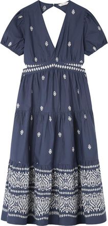 Springfield Damen Vestido Midi Aberturas Laterales Kleid, MEDIUM_Blue, 42