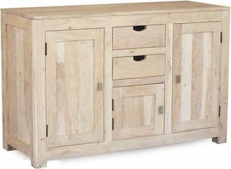 Massivmoebel24 Sideboard Akazie 130x45x85 white stone get&uuml;ncht NATURE WHITE 86