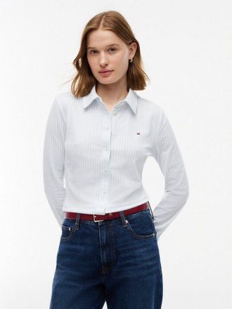 Tommy Hilfiger Langarmbluse SLIM PIQUE Baumwollmischung, slim fit
