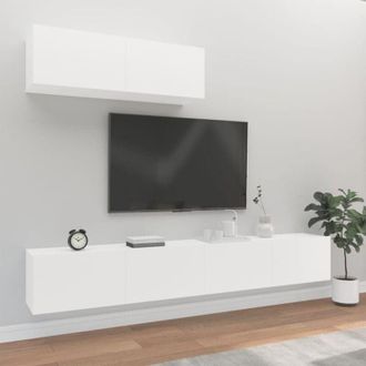 vidaXL Ensemble de meubles TV 3 pcs Blanc Bois dingénierie