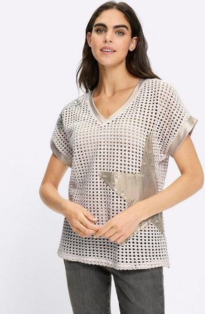 Heine Strickpullover Pullover Kurzarm Ajourstrick