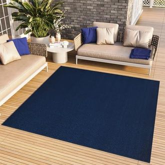 Tapiso Mono Carr&eacute; Tapis Poil Court Int&eacute;rieur Design Moderne Bleu Marine Motif Uni Tapis Salon Chambre Adulte Salle &agrave; Manger Cuisine R&eacute;sistant Ext&eacute;rieur Oeko-