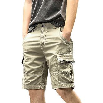 Generic Short cargo pour homme - Style d&eacute;contract&eacute; - Entra&icirc;nement d&eacute;t&eacute; - Confortable - Pour lext&eacute;rieur - Couleur unie - Coupe ample, kaki, 36
