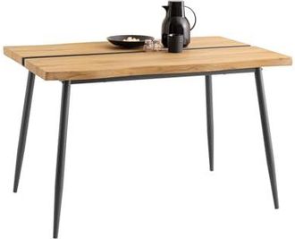 SoBuy Table de Salle à Manger, Table à Dîner Rectangulaire en Bois MDF (E1) et Métal Noir, 120 x 78 x 75 cm, Marron et Noir, Contemporaine, à Monter Soi-mêm