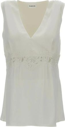 P.A.R.O.S.H. P.a.r.o.s.h., Femme, Blouses et Chemises, Blanc, Taille: 42 FR Blouse en twill avec insert en dentelle