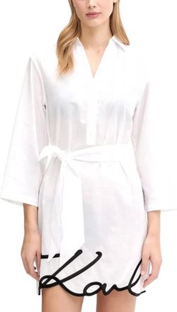Karl Lagerfeld Femme, Robes, Blanc, Taille: 42 FR K/Signature Beach Shirt Dress