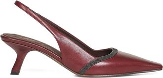 Brunello Cucinelli escarpins à ornements métalliques 65 mm - Rouge