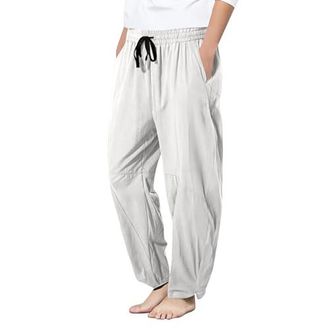 Generic Pantalon de jogging pour homme - Couleur unie - Pantalon ample et respirant - Pantalon de loisirs, Blanc., XXL