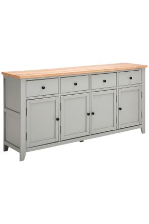 MID.YOU Mid.you Sideboard, Grau, Natur, Metall, Eiche, Kiefer, furniert, massiv, 4 Schubladen, 180x87x43 cm, Schlafzimmer, Schlafzimmer Kommoden