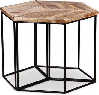 Les Tendances Table basse manguier clair et pieds métal noir Vinck