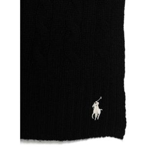 Ralph Lauren Cable Knit Wool-Cashmere Blend Scarf - Black