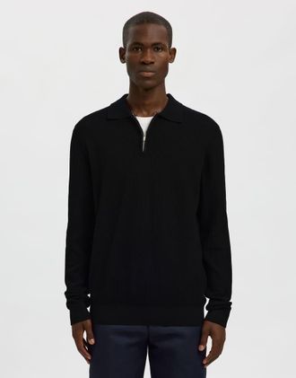 Selected Polo &agrave; manches longues - Noir