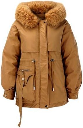 Generic Parka Longue Femme Manteau Femme Fausse Fourrure Parka D Hiver Pour Avec Doublure En Polaire Douce Et Cordon De Serrage Avec Capuche à Fausse Manteau 