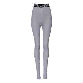 Dolce & Gabbana Graue DG Logo Leggings Hose - - Trousers - Damen - Grau - S