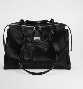 Dolce & Gabbana Vittoria Calfskin Bag - Mann Schultertasche Schwarz Onesize