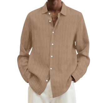 Generic Chemise &agrave; manches longues d&eacute;contract&eacute;e boutonn&eacute;e l&eacute;g&egrave;re et respirante pour la plage d&eacute;t&eacute; d&eacute;contract&eacute;e hawa&iuml;enne &eacute;lastique Henley Chemise ample vintage
