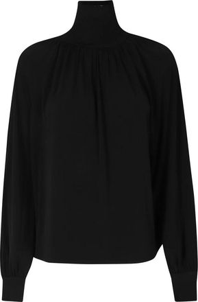 Vince Haut &agrave; col roul&eacute; &agrave; manches longues et fronces avec bord-c&ocirc;te - Femme - Pulls - Noir - Taille: 40 FR