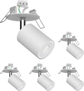 LEDs Com 5 Stück Deckeneinbauleuchte WAIKA, weiß matt, inkl. GU10 LED (warmweiß, 7,6W, je 1103lm, 33°)