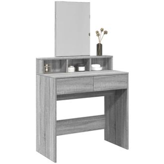 vidaXL Schminktisch mit Spiegel Grau Sonoma 80x41x144,5 cm Vidaxl