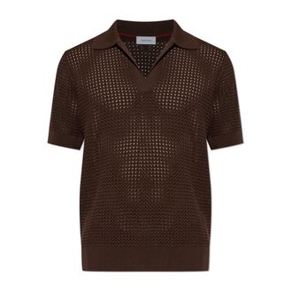 Ferragamo Homme, Pulls, Brun, Taille: XL Polo en maille d&eacute;corative