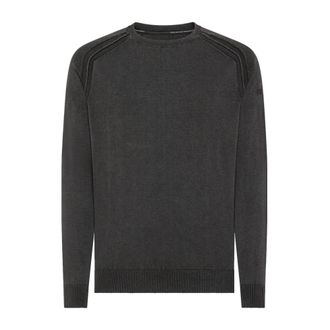 Roberto Ricci Design Baumwoll Rundhals Techno Wash Pullover - - Knitwear - Herren - Schwarzk - 3XL