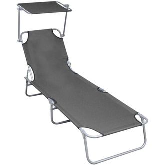 vidaXL Klappliege mit Sonnendach Grau Aluminium Vidaxl