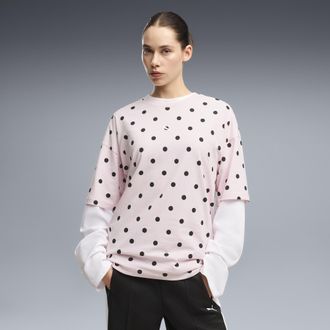 Puma T-shirt &agrave; pois oversize Femme, V&ecirc;tements, Rose, XL
